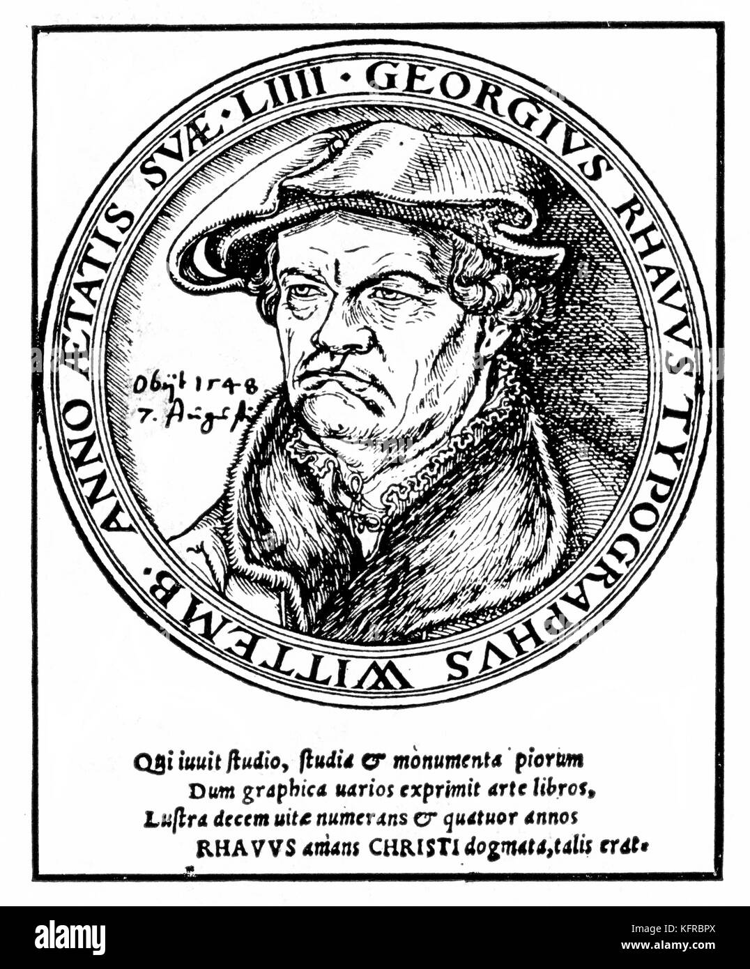 Georg Rhau (1488-1548) Contemporary woodcut portrait Stock Photo - Alamy