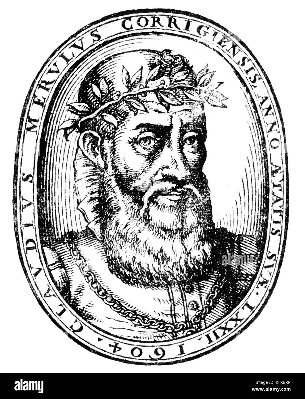 Claudio Merulo da Correggio. Woodcut 1604 . Italian organist composer ...