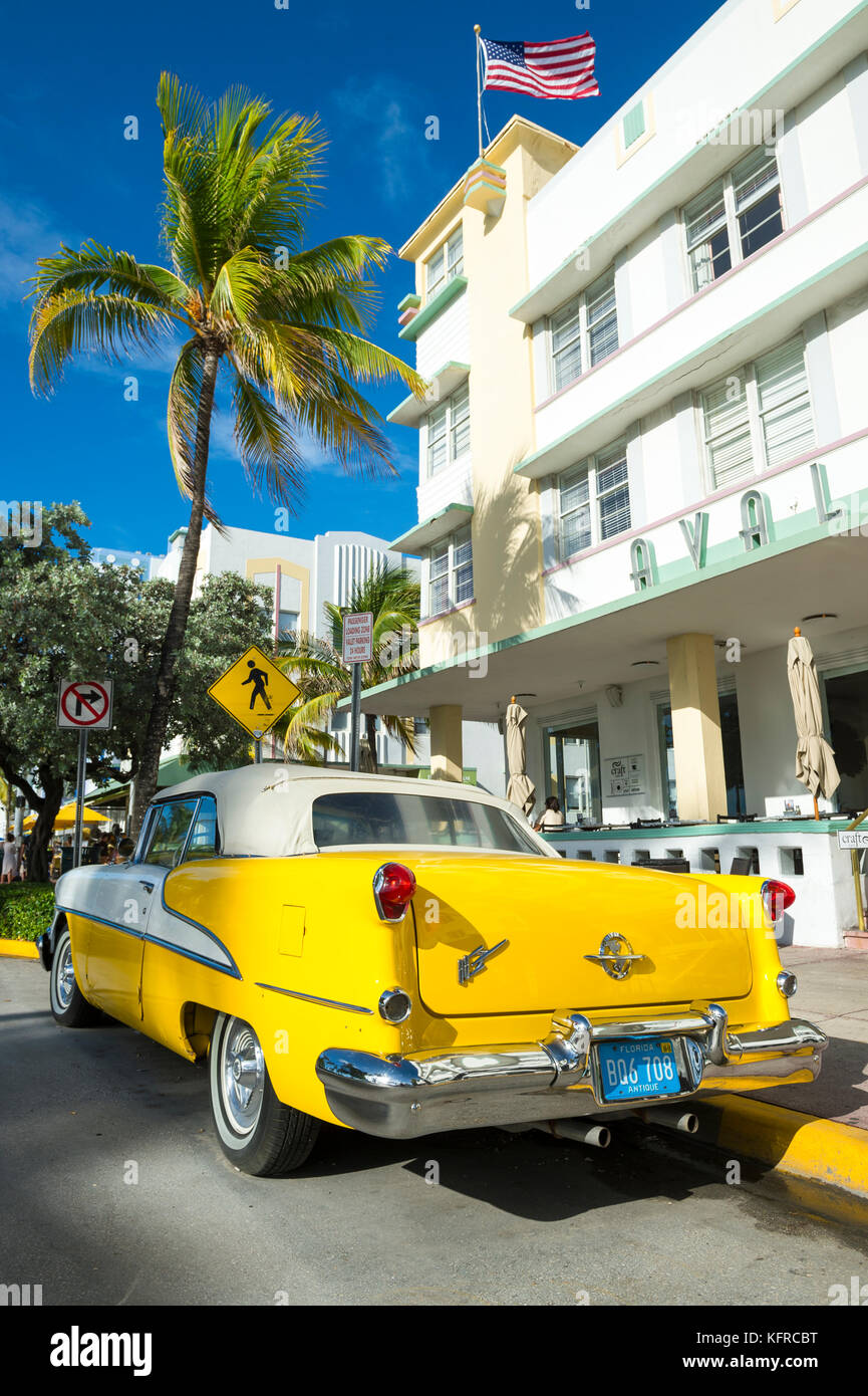 MIAMI - July 23, 2017: Classic vintage american car parked on Miami ...