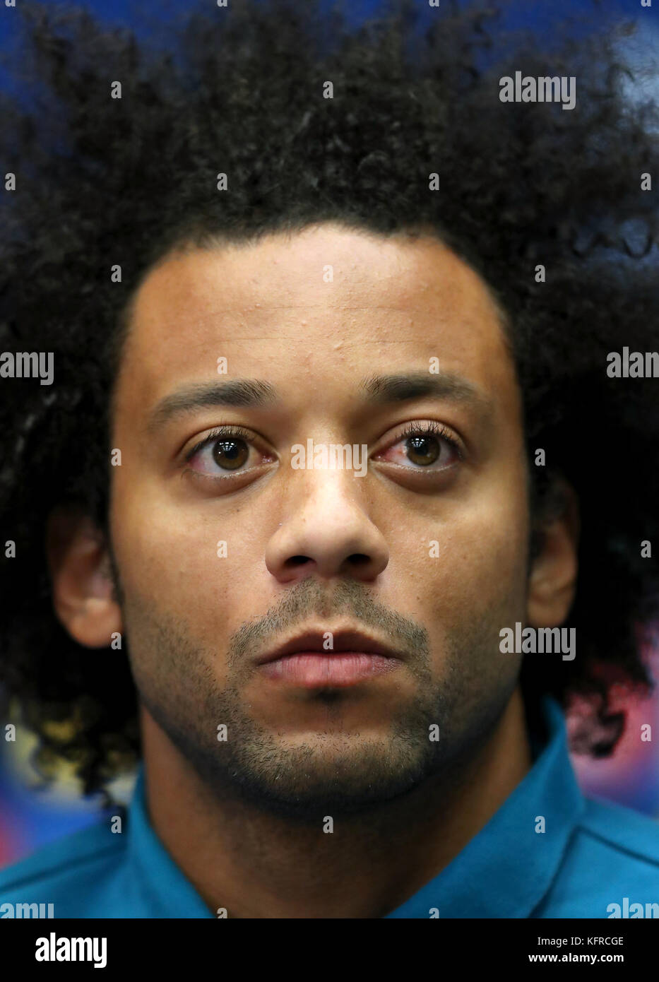 Real Madrid's Marcelo during the press conference at Wembley Stadium ...