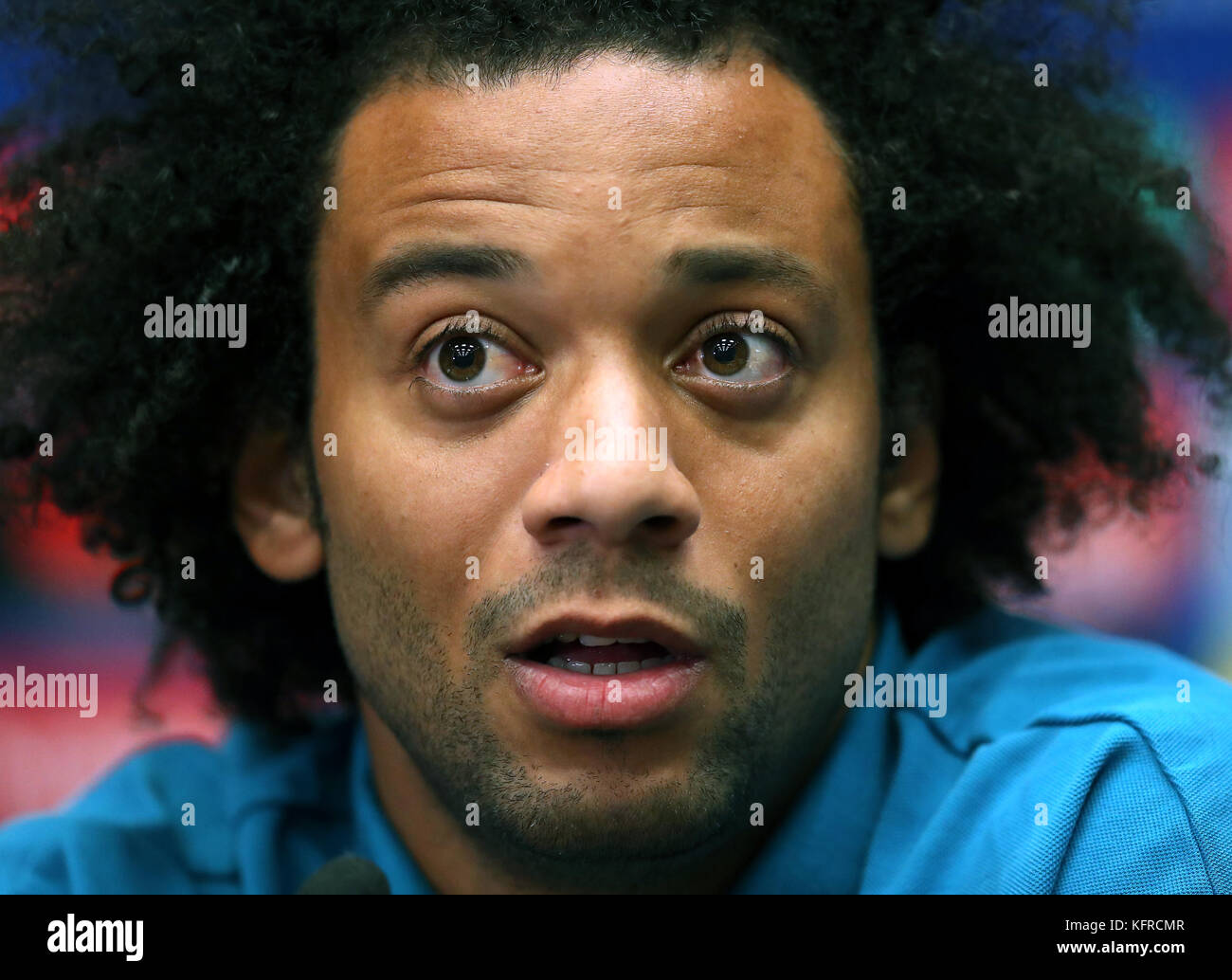 Real Madrid's Marcelo during the press conference at Wembley Stadium ...