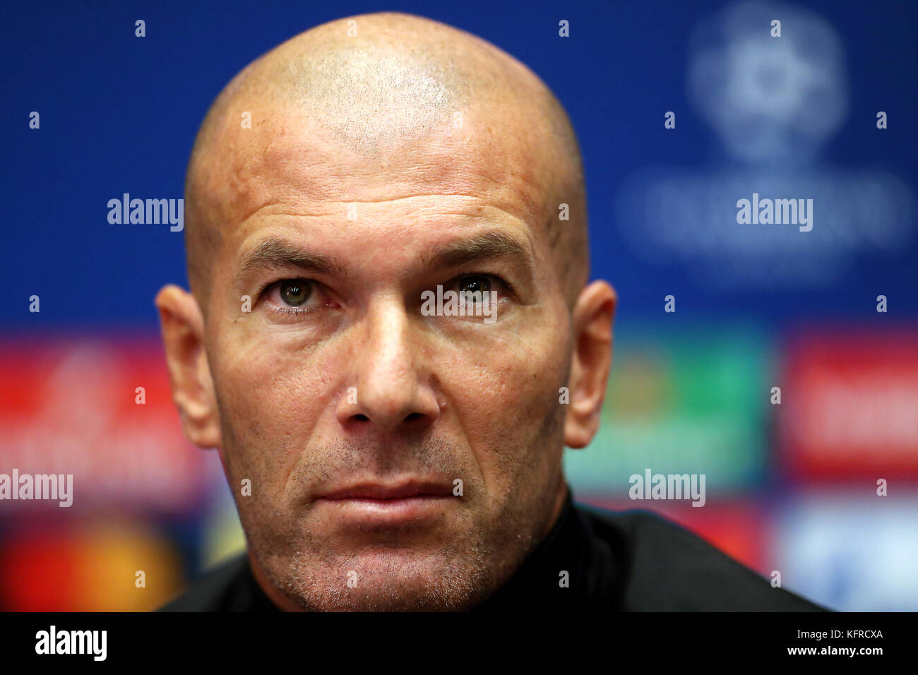 Real Madrid manager Zinedine Zidane during the press conference at ...