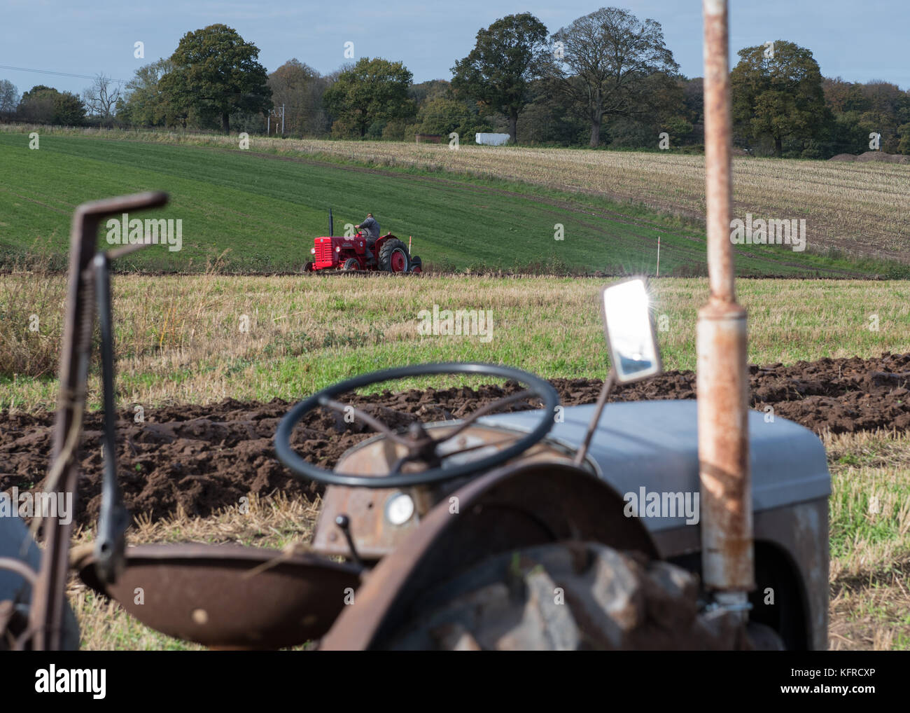 Tractors competing in Ploughing Match Stock Photo - Alamy