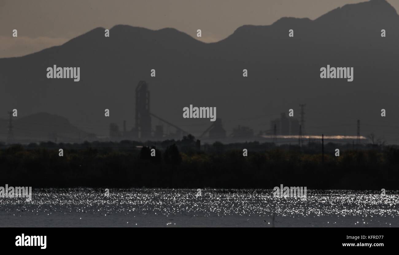 Sunrise at the Hermosillo Dam, Sonora, Mexico. Water of the dam. View ...