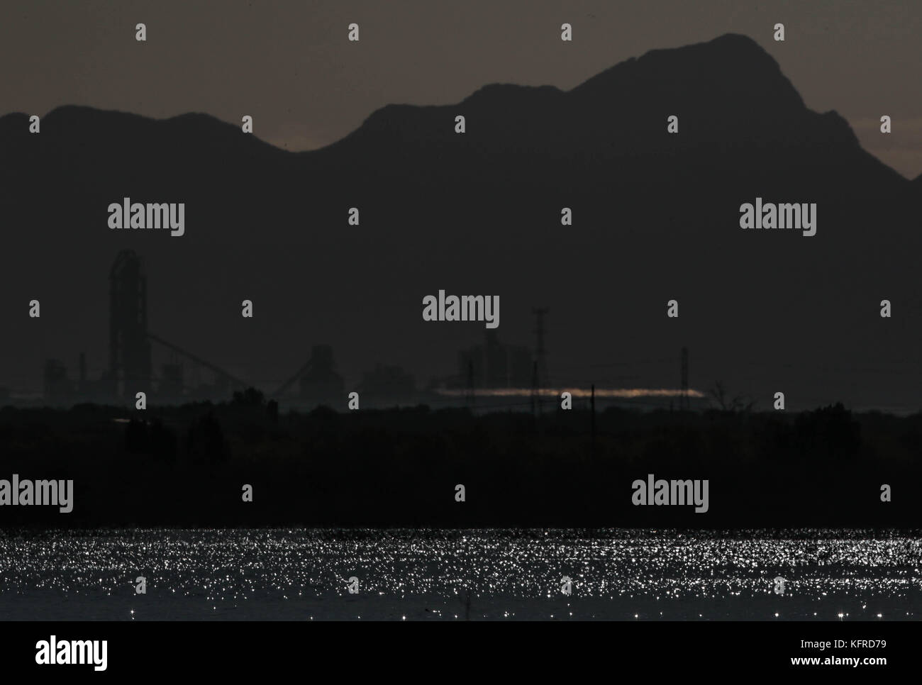 Sunrise at the Hermosillo Dam, Sonora, Mexico. Water of the dam. View ...