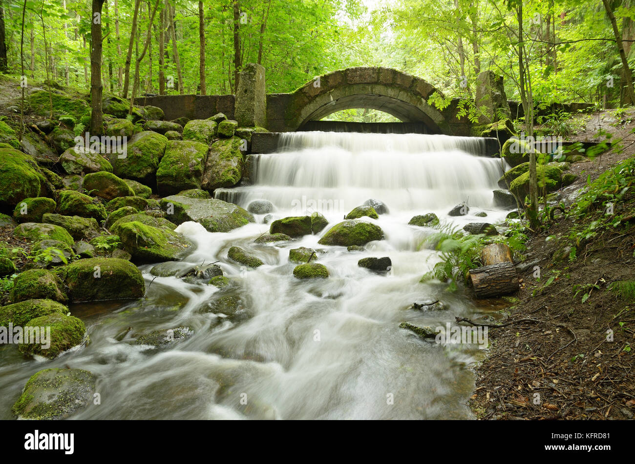 Water fast river stream flows from the top down Stock Photo - Alamy