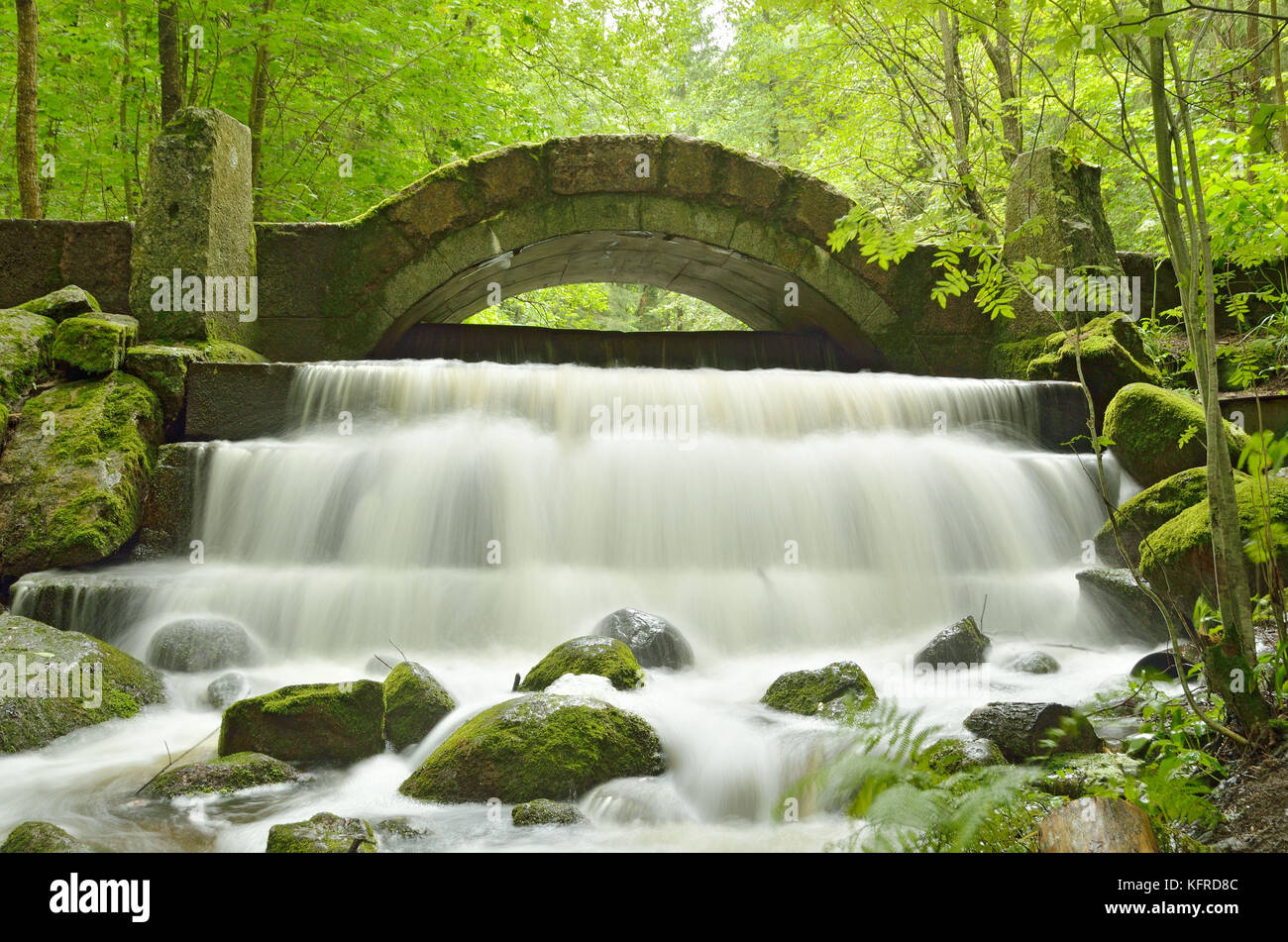 Water fast river stream flows from the top down Stock Photo - Alamy
