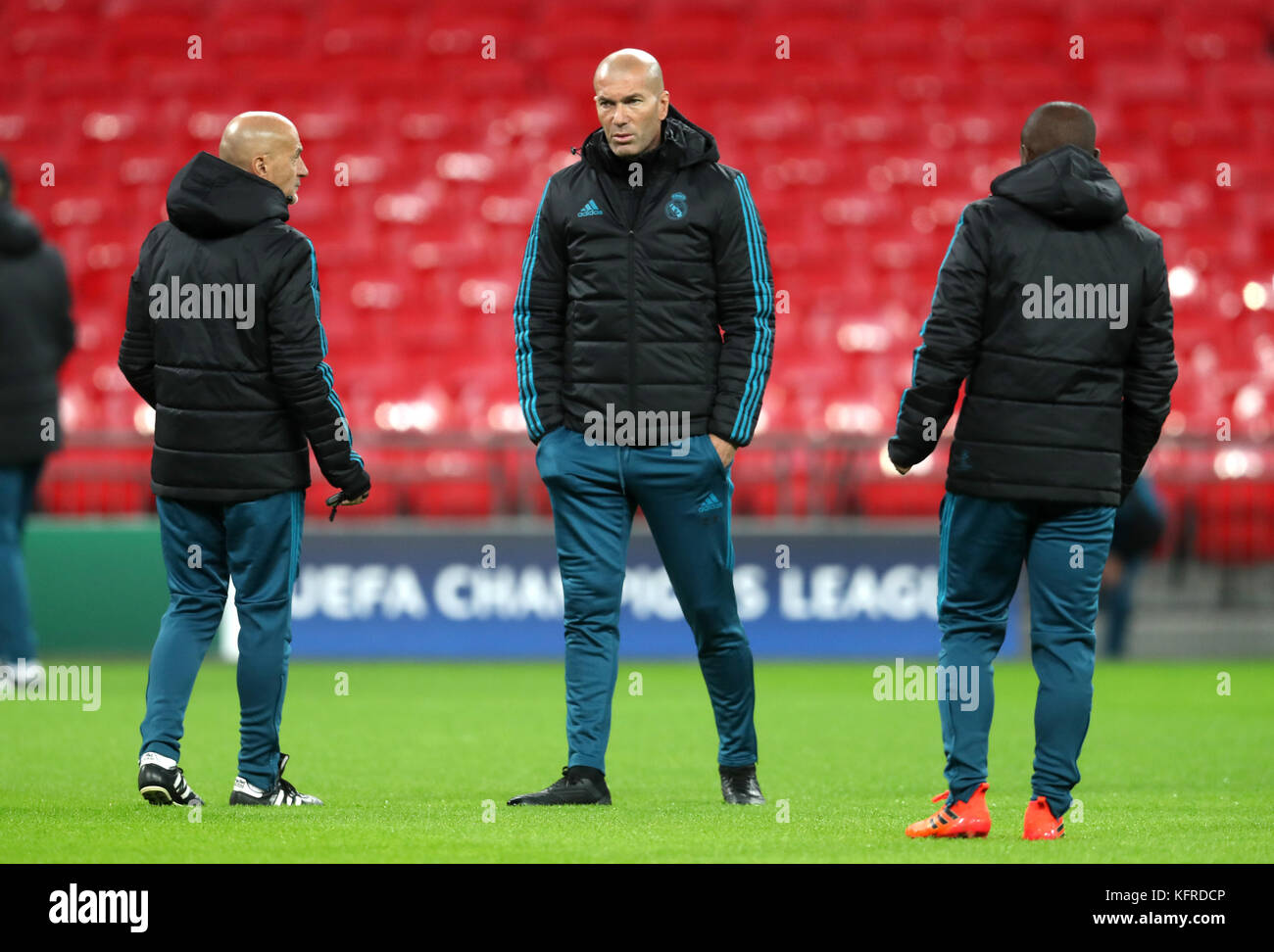 Real Madrid's manager Zinedine Zidane during the training session at ...