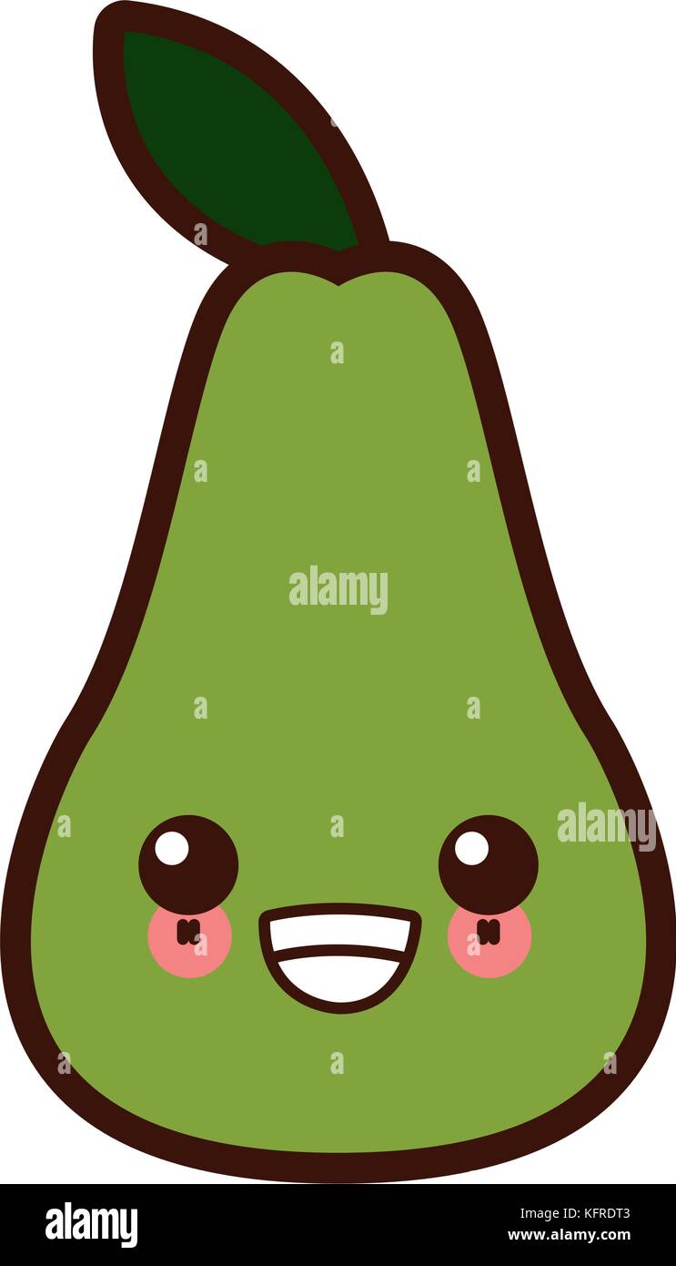 Delicious pear fruit cute kawaii cartoon Stock Vector Image & Art - Alamy