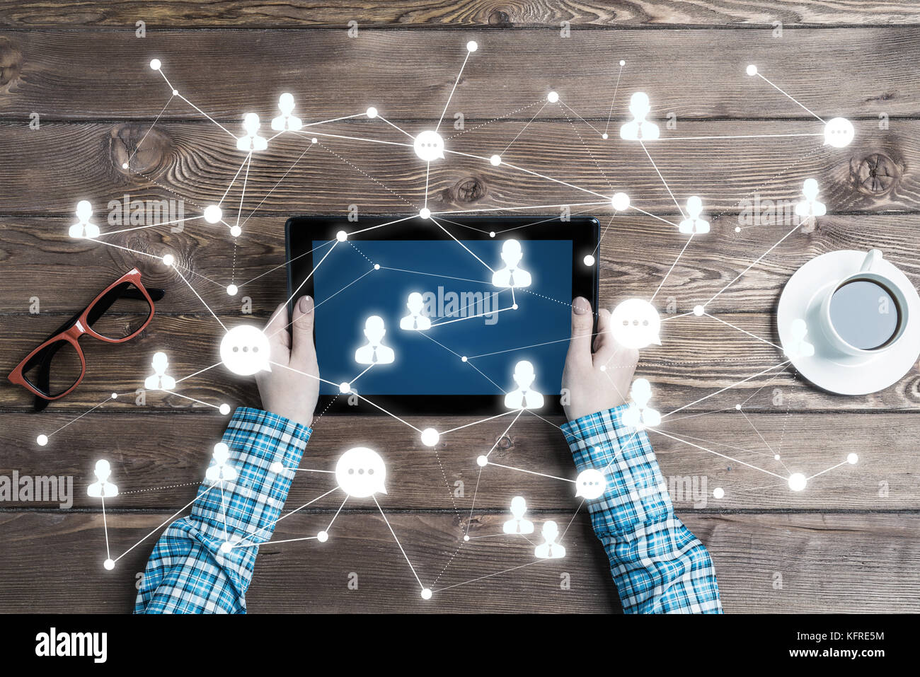 Concept of social communication and networking with social connection ...