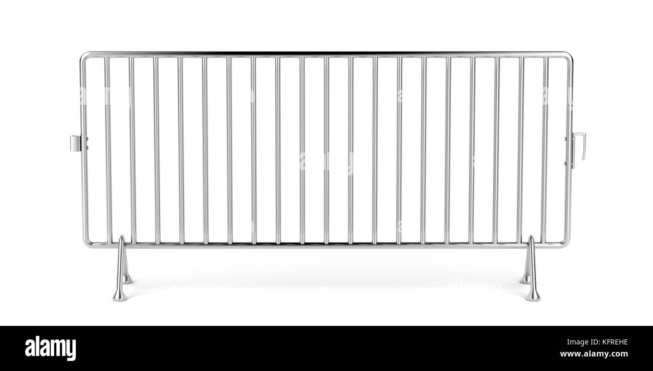 Mobile steel fence on white background Stock Photo - Alamy