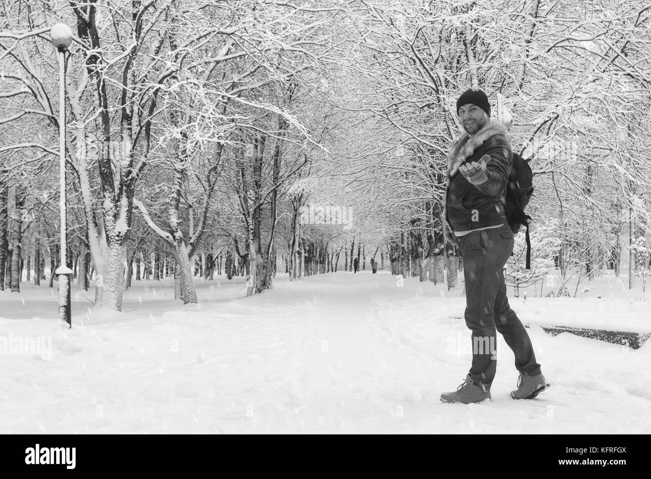 A man in winter clothes on the street Stock Photo - Alamy