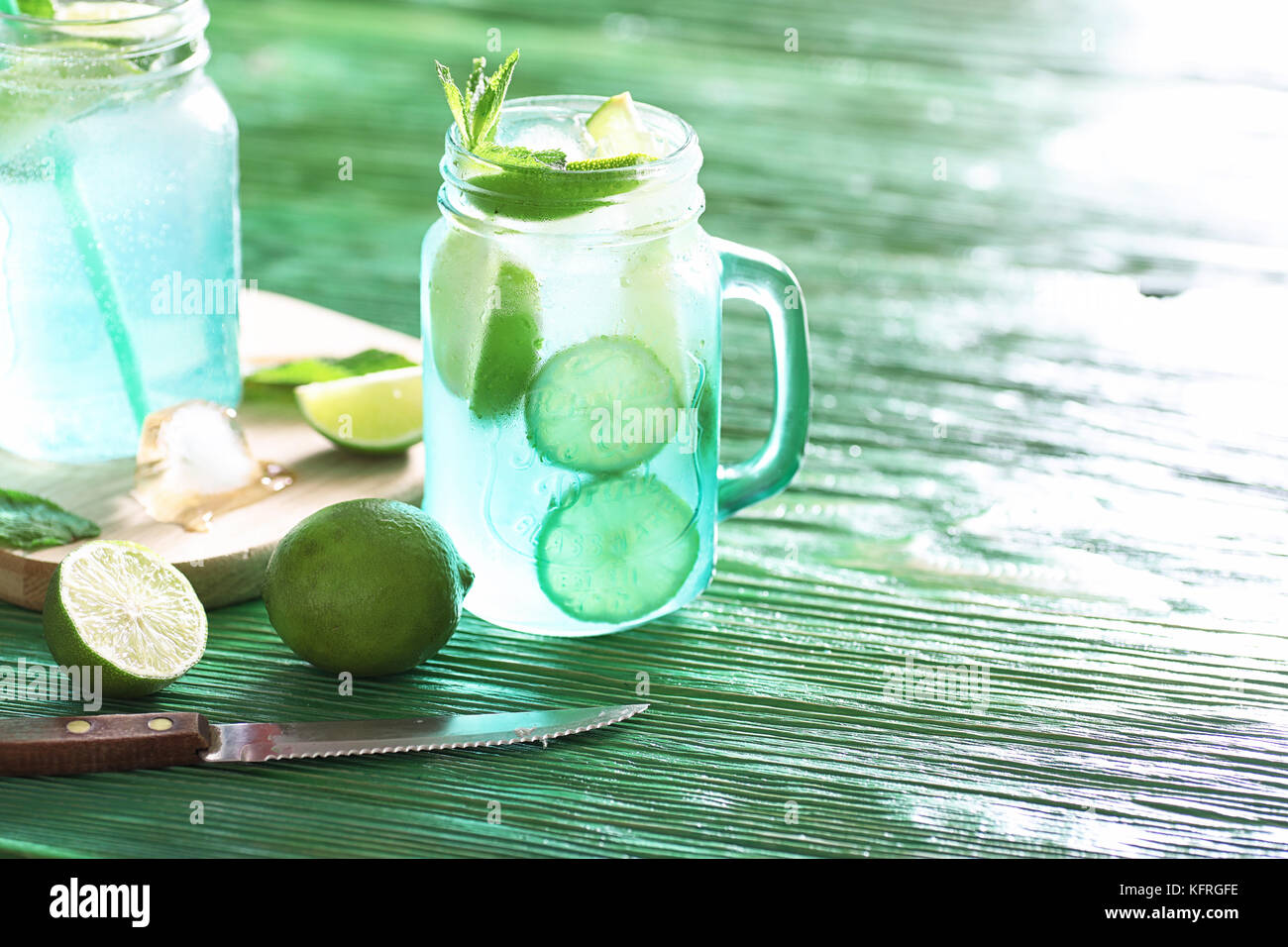 Lemonade from lime and mint Stock Photo - Alamy