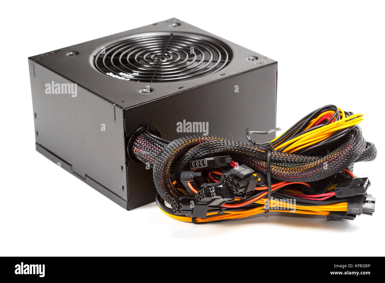 the power supply for the computer isolated on white background Stock ...