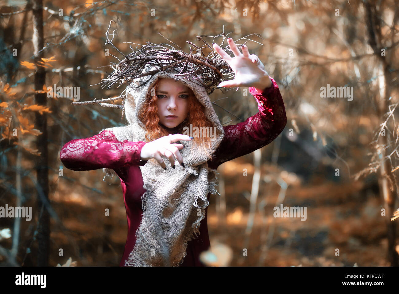 Fortune-teller conducts a ritual autumn Stock Photo - Alamy