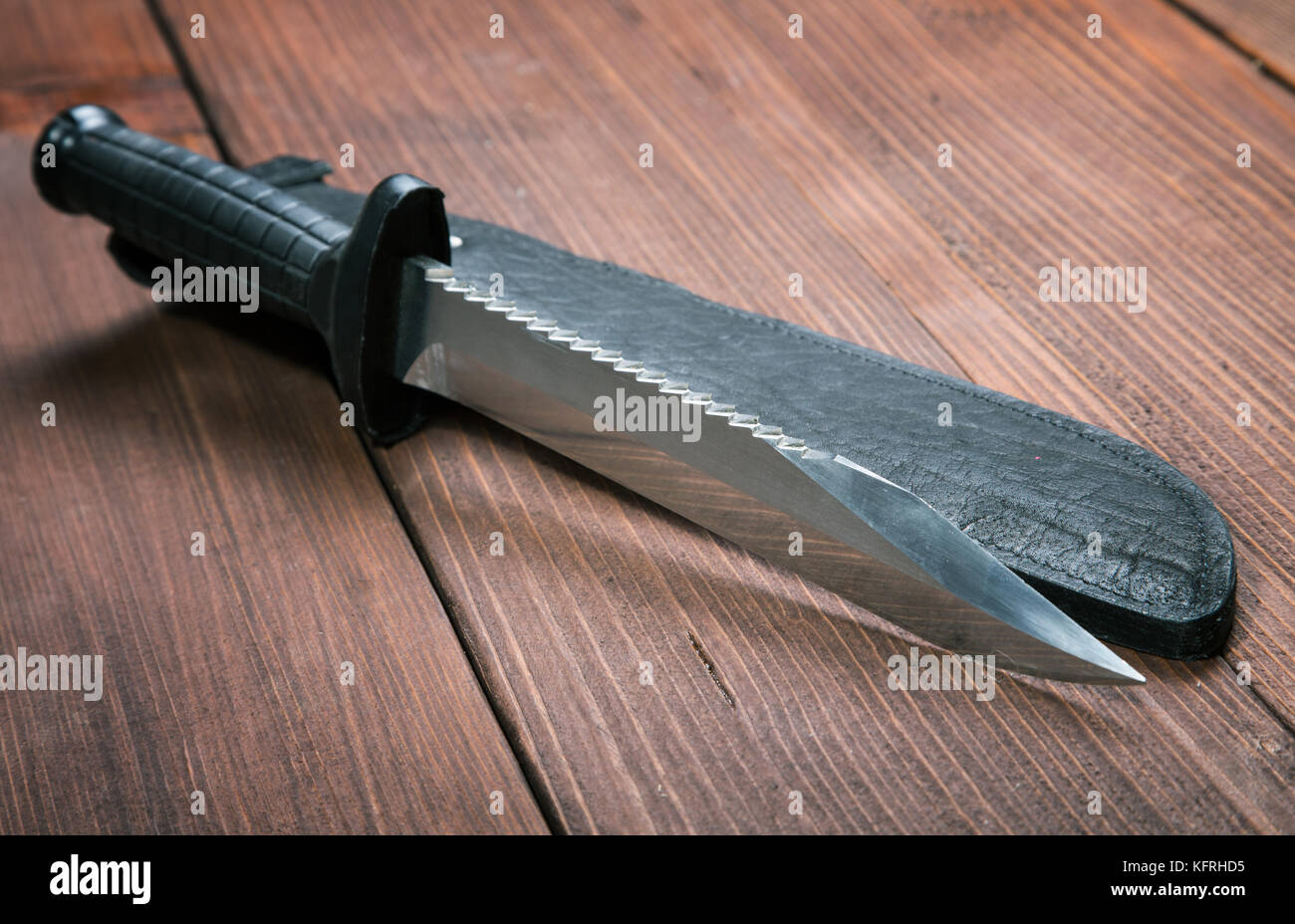 Knives with large blades on the table close-up Stock Photo - Alamy