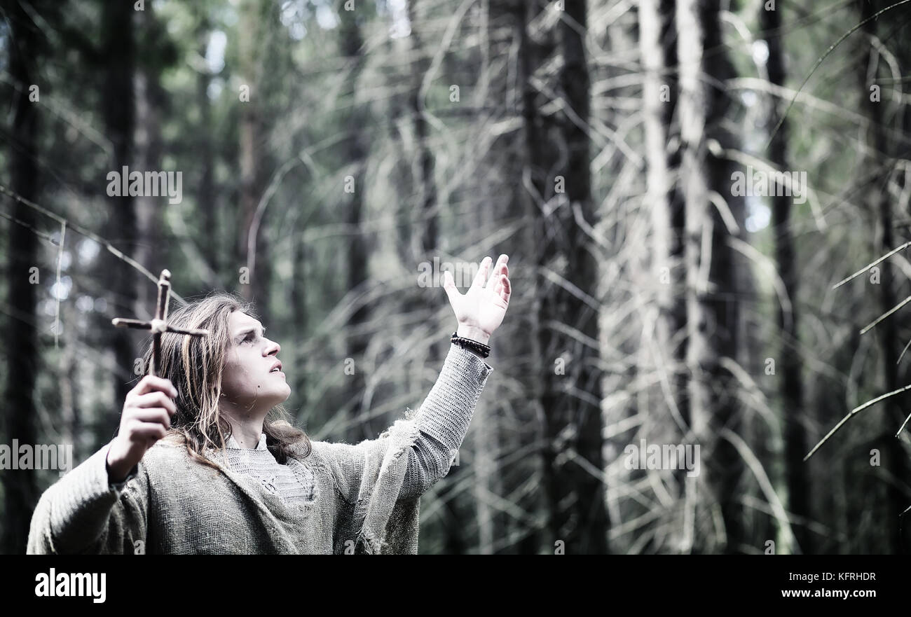 Fairy magician. A sorcerer with a glass sphere, a magical spell Stock ...