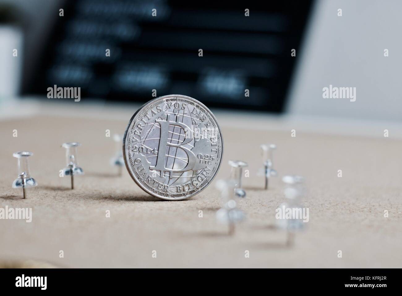 Digital currency physical metal bitcoin coin. Cryptocurrency cinema ...