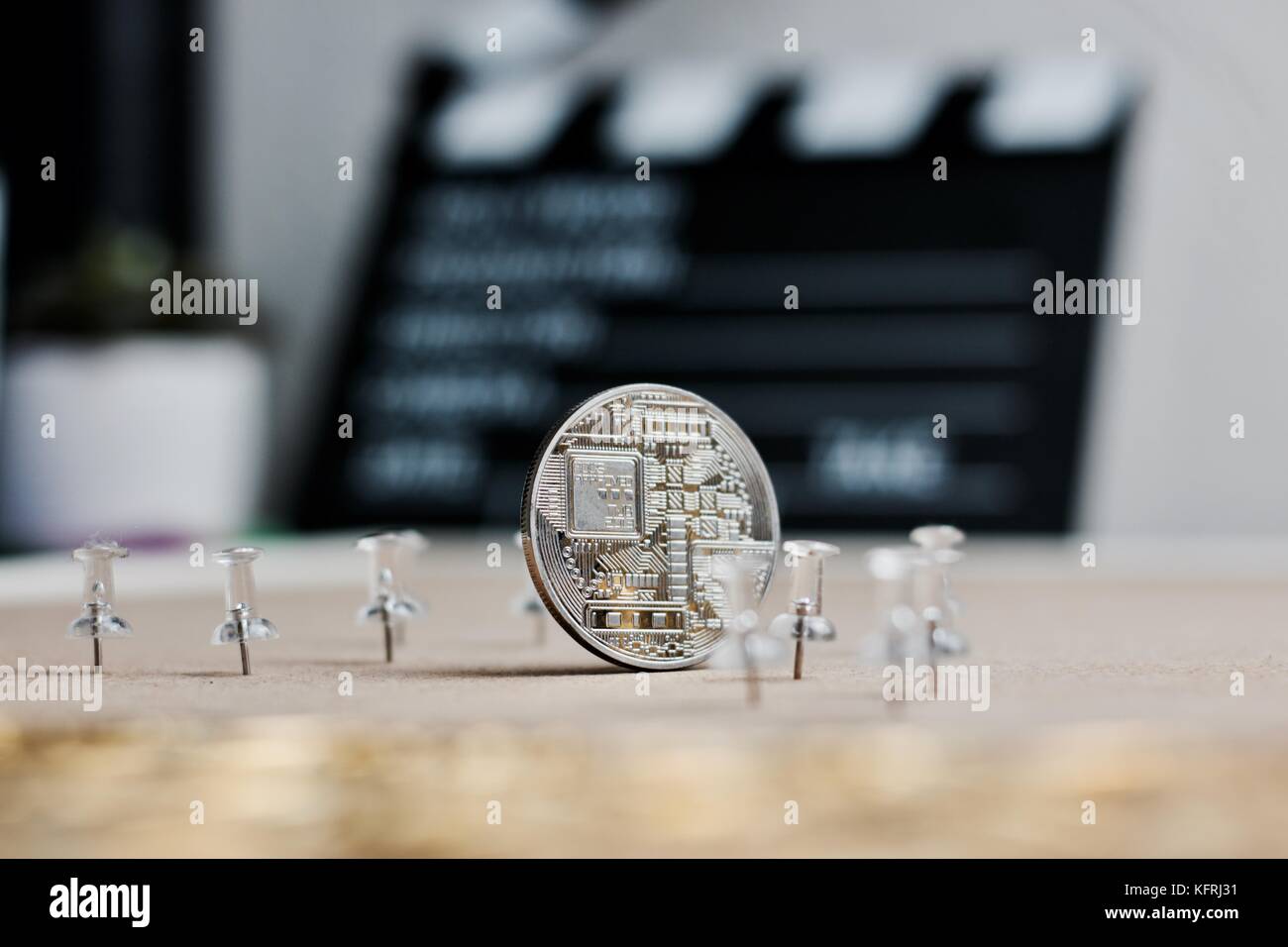 Digital currency physical metal bitcoin coin. Cryptocurrency cinema ...