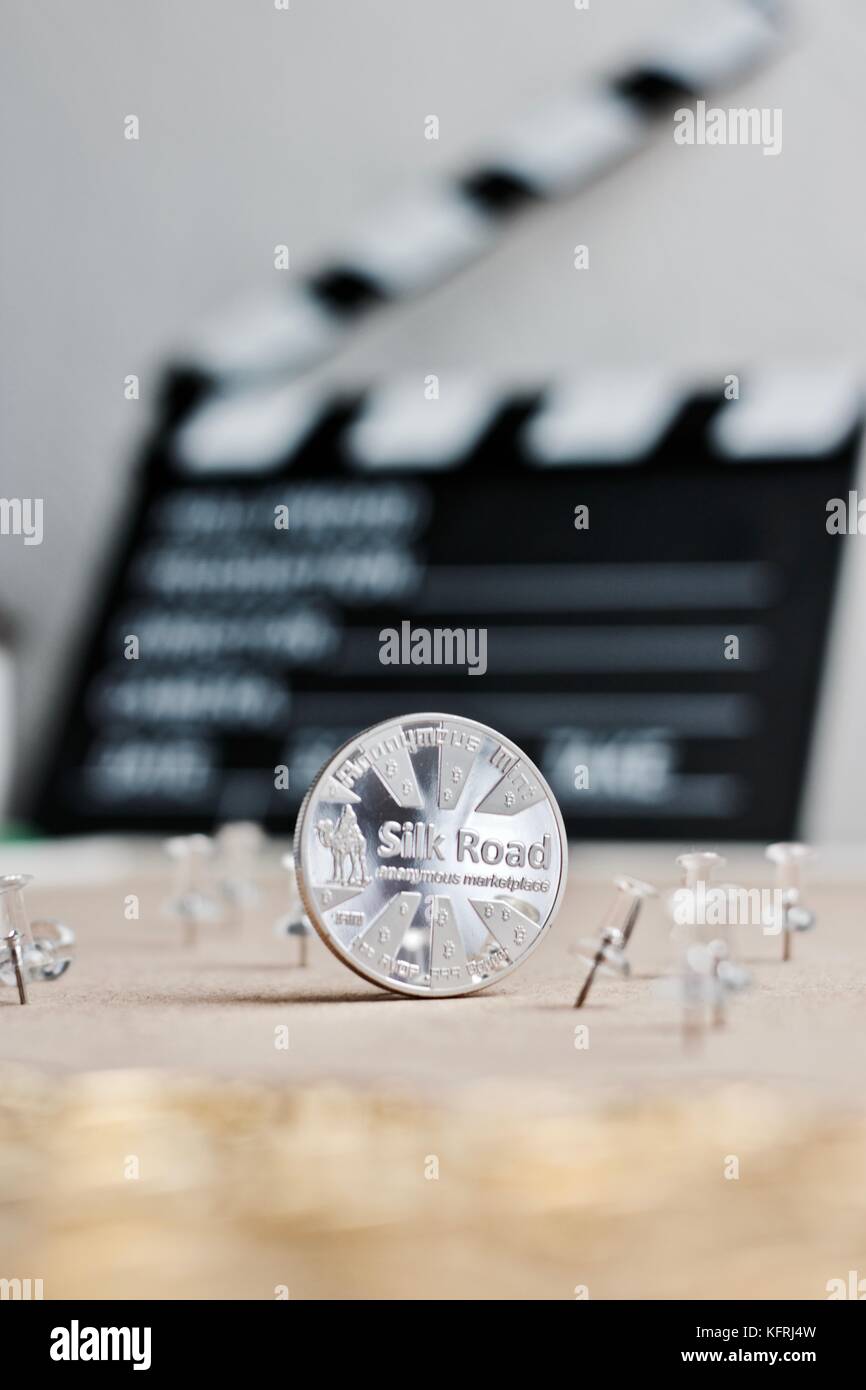 Digital currency physical metal bitcoin coin. Cryptocurrency cinema ...