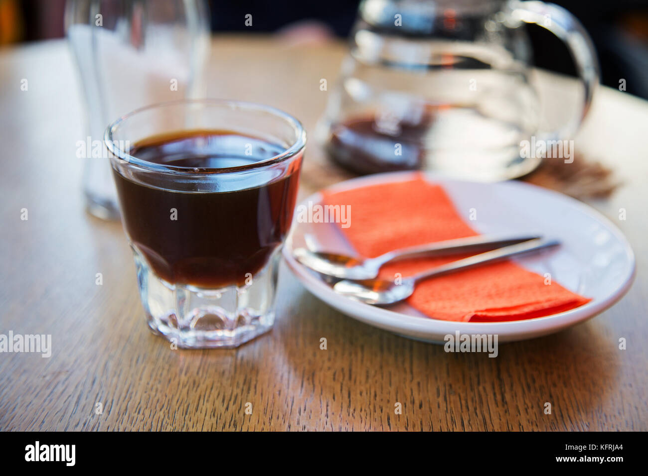 cup of coffee on the table in the cafeteria Stock Photo - Alamy