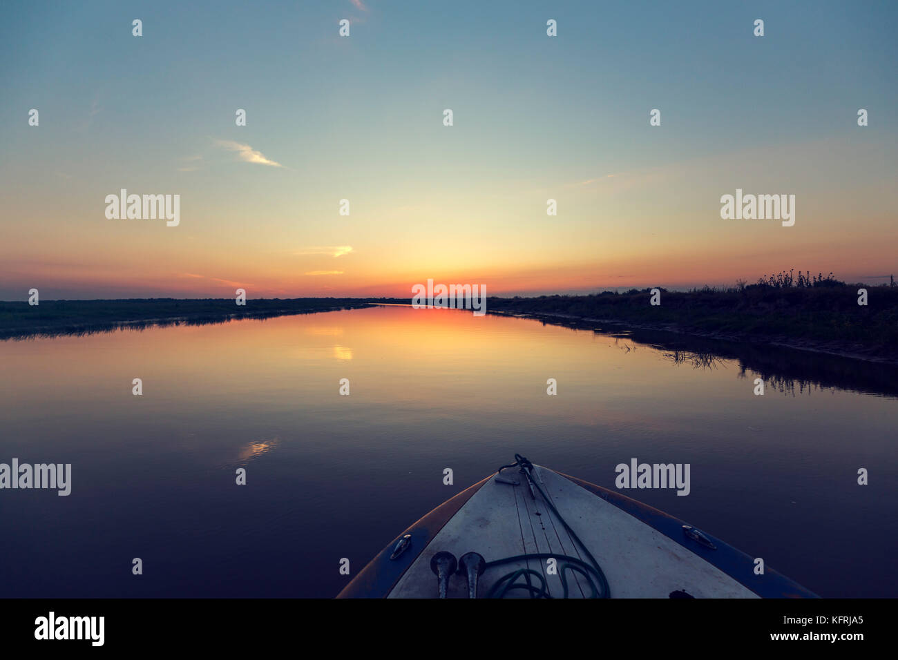 Sunset in the Danube Delta in Romania Stock Photo - Alamy