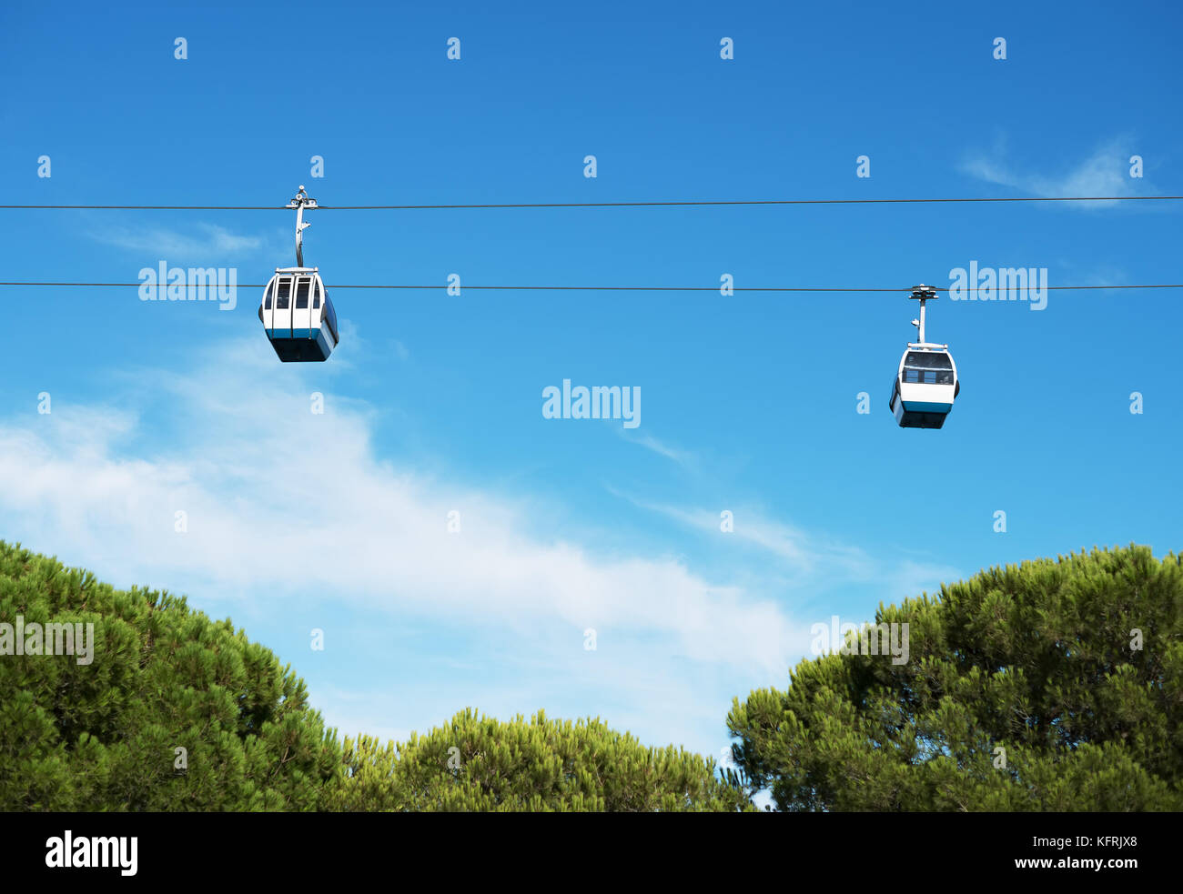 Passenger cable way cabins in the sky Stock Photo - Alamy