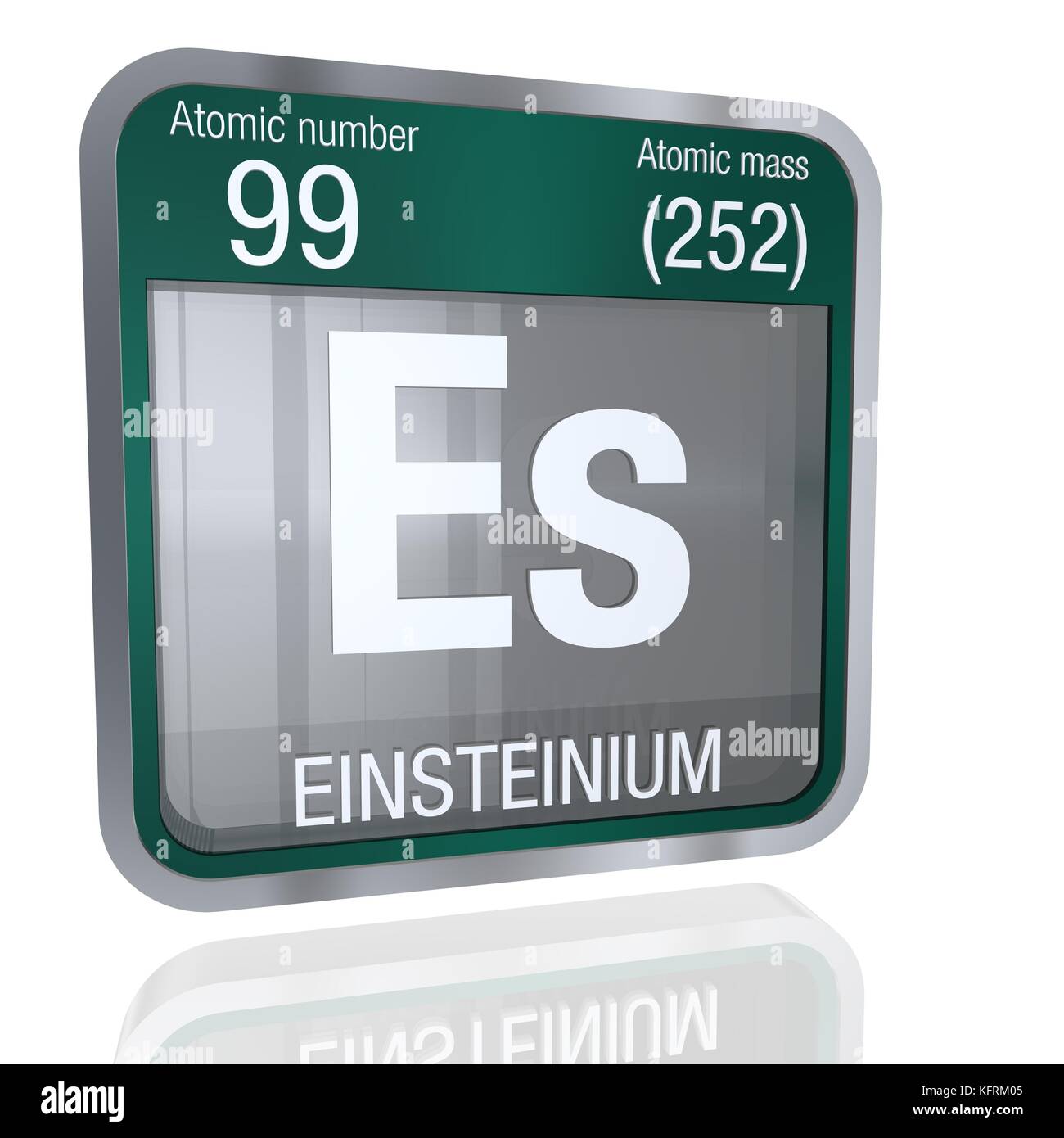 Einsteinium symbol in square shape with metallic border and transparent ...