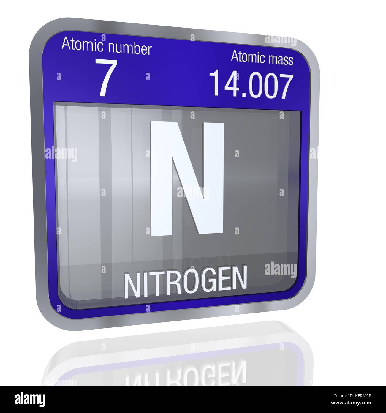 Nitrogen symbol in square shape with metallic border and transparent ...