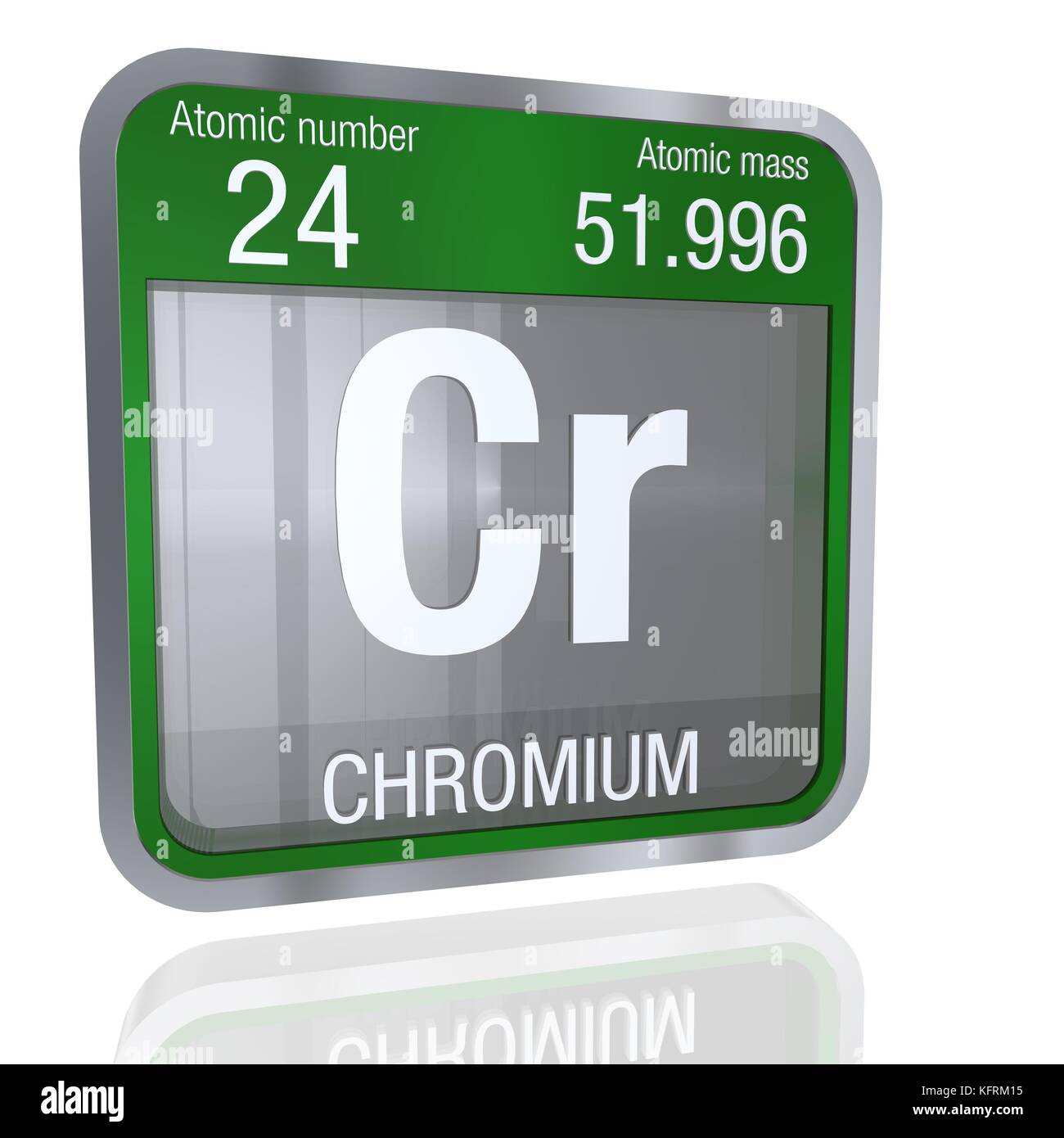 Chromium symbol in square shape with metallic border and transparent ...