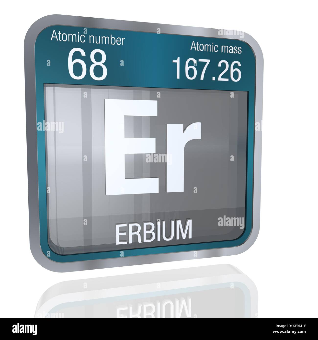 Erbium symbol in square shape with metallic border and transparent ...