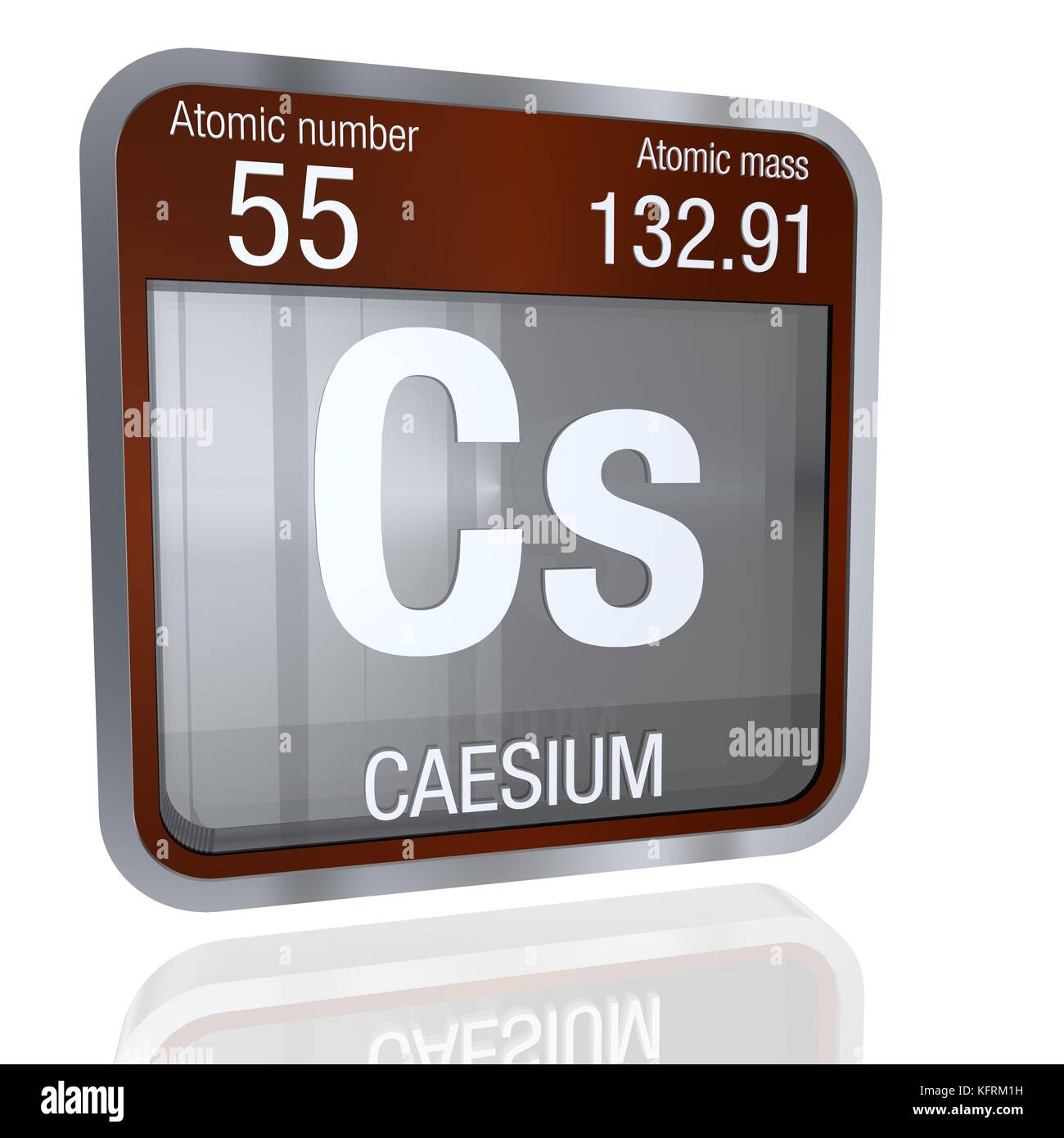 Caesium symbol in square shape with metallic border and transparent ...