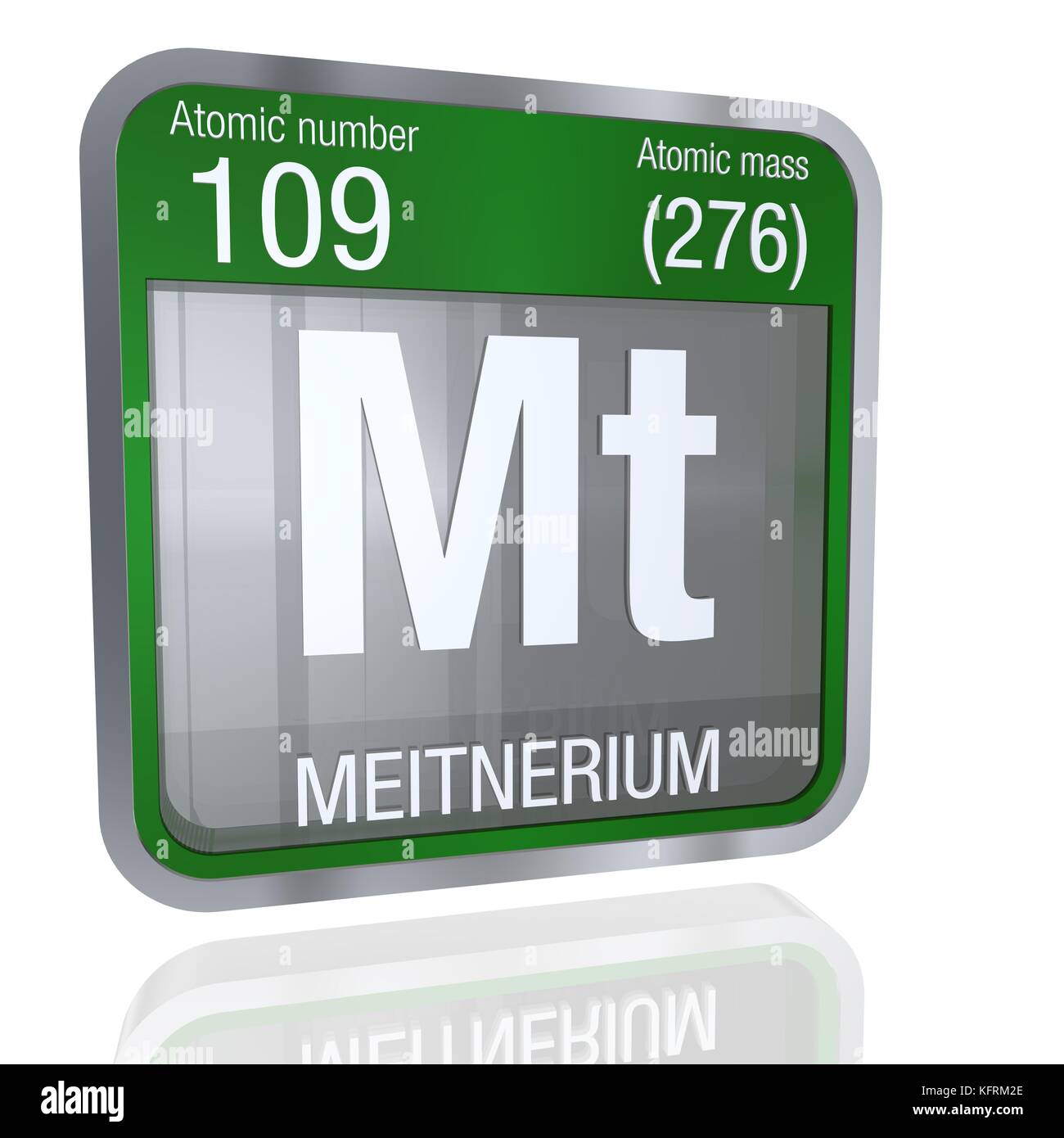 Meitnerium symbol in square shape with metallic border and transparent ...