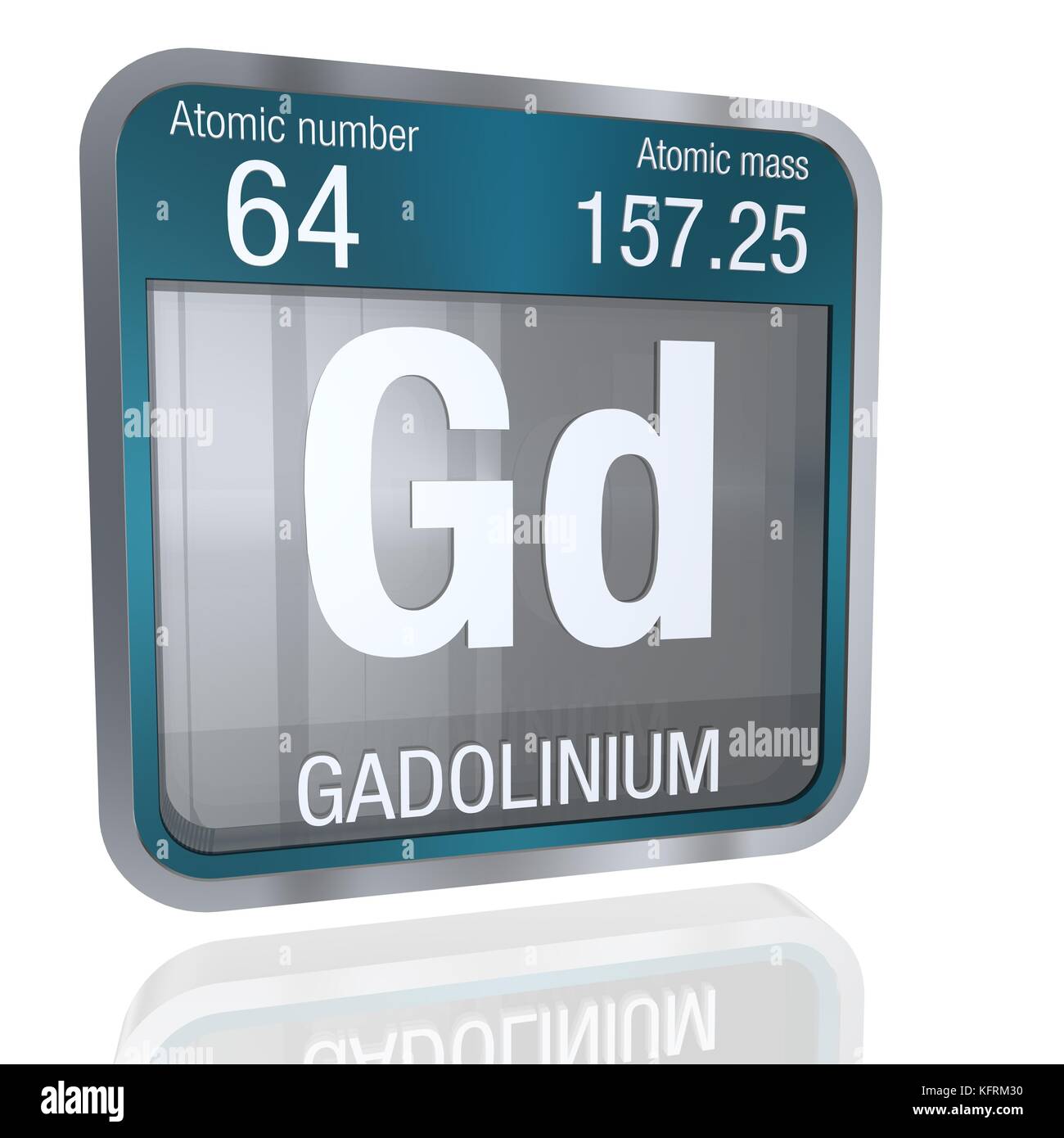 Gadolinium symbol in square shape with metallic border and transparent ...