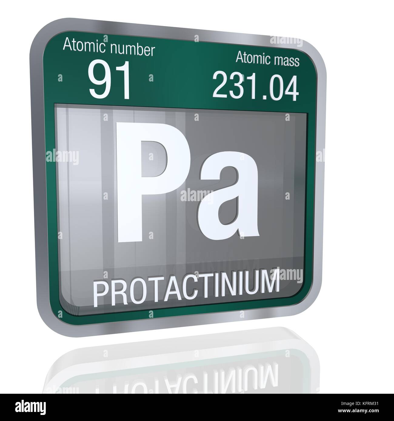 Protactinium symbol in square shape with metallic border and transparent background with ...