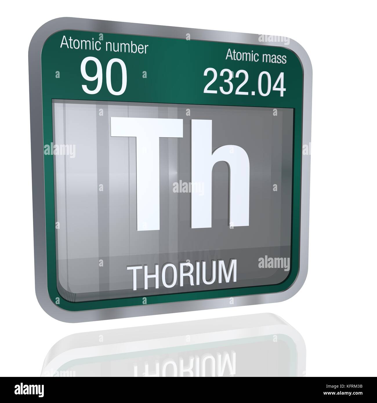Thorium symbol in square shape with metallic border and transparent ...