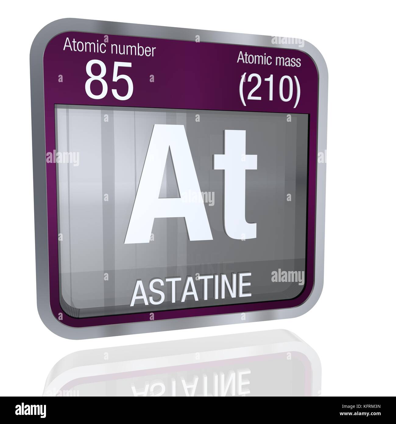 Astatine symbol in square shape with metallic border and transparent ...