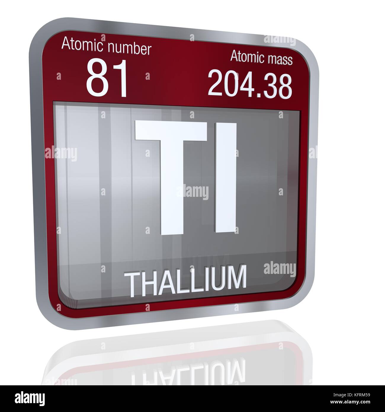Thallium symbol in square shape with metallic border and transparent ...