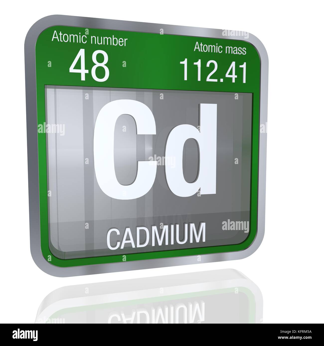 Cadmium symbol in square shape with metallic border and transparent ...