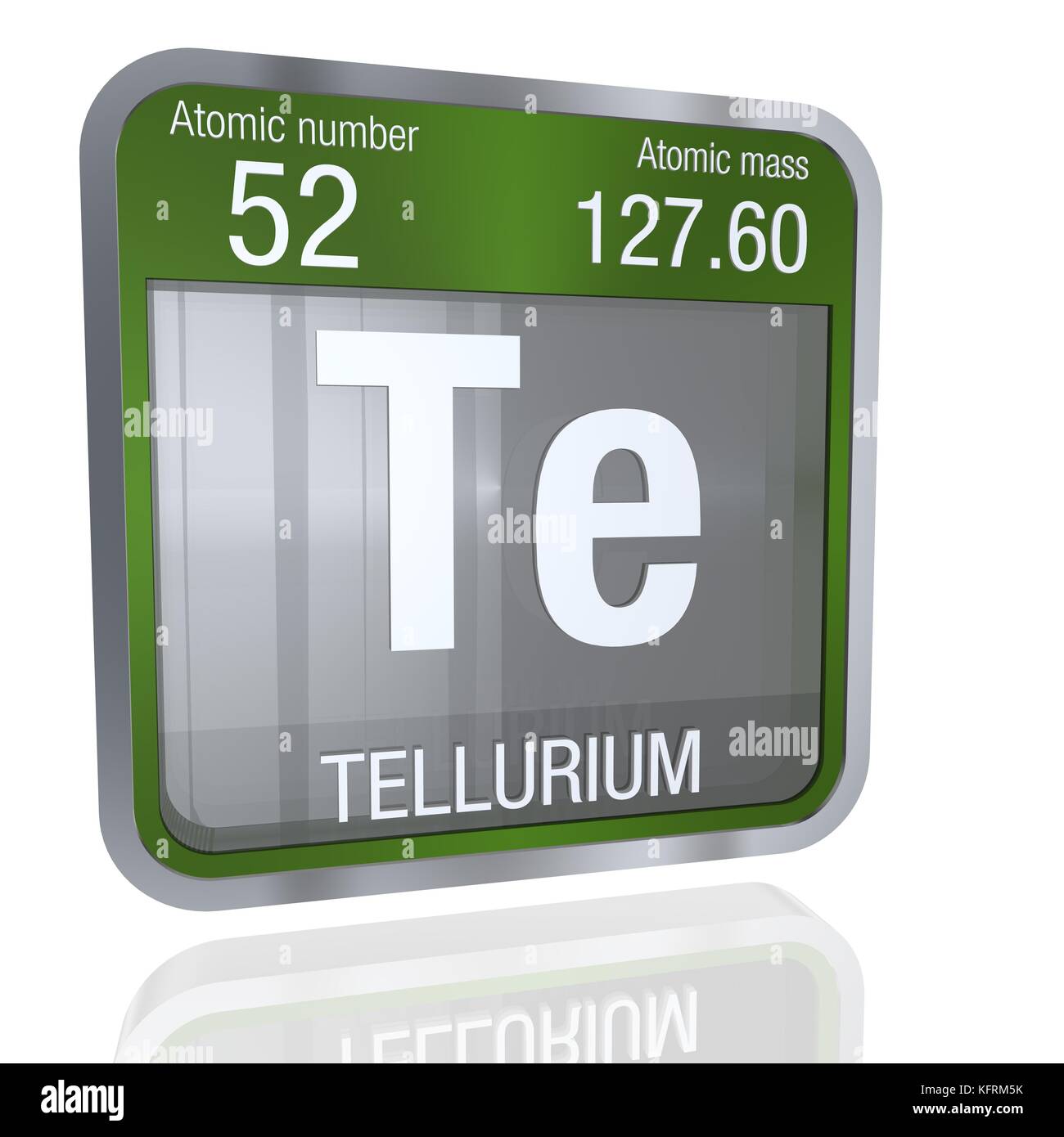 Tellurium symbol in square shape with metallic border and transparent ...