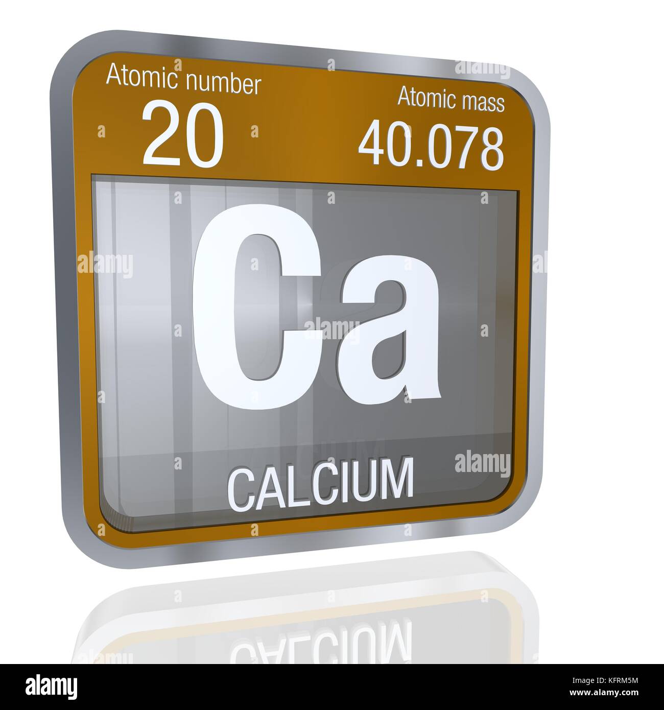 Calcium symbol in square shape with metallic border and transparent ...