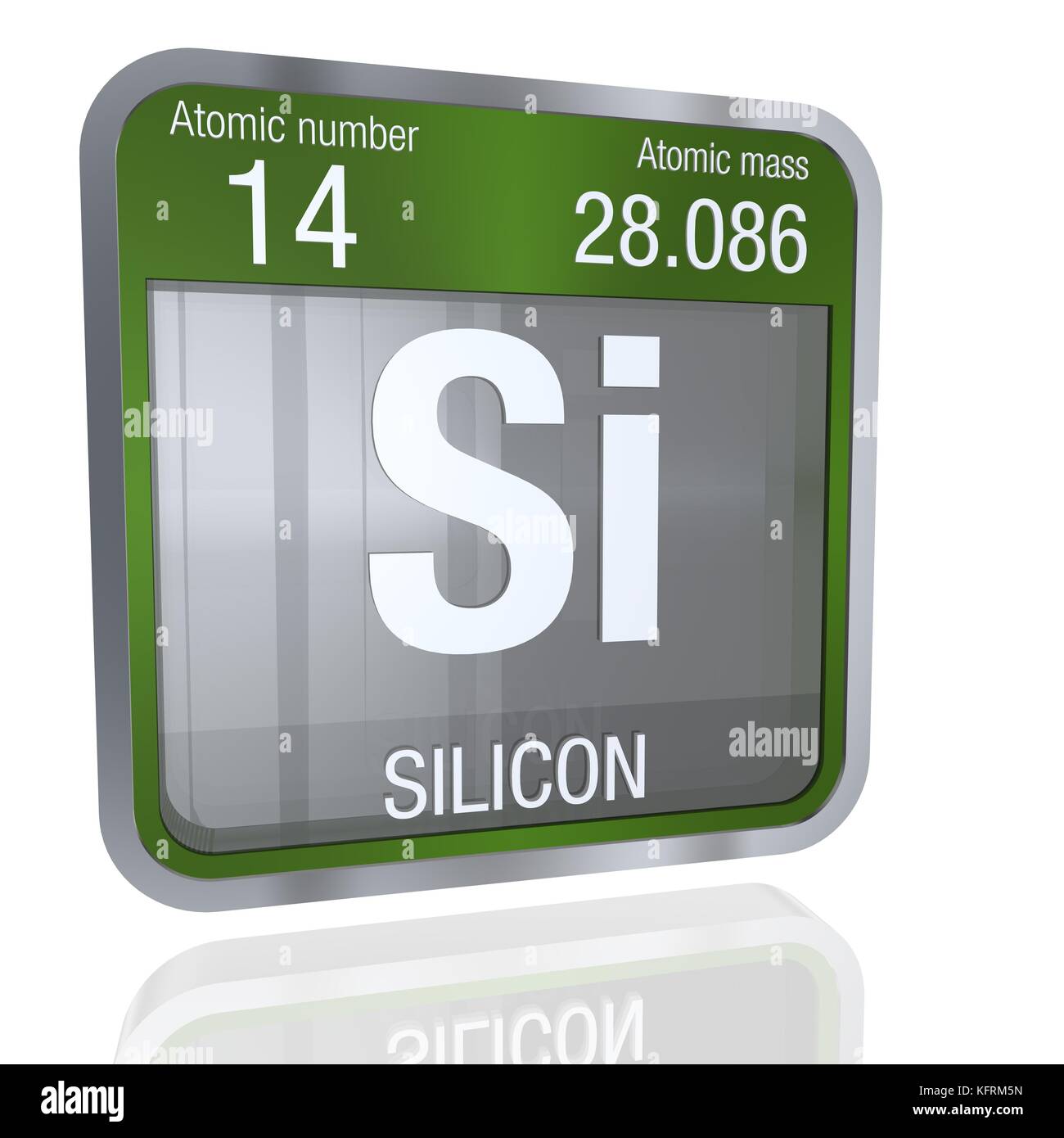 Silicon symbol in square shape with metallic border and transparent ...