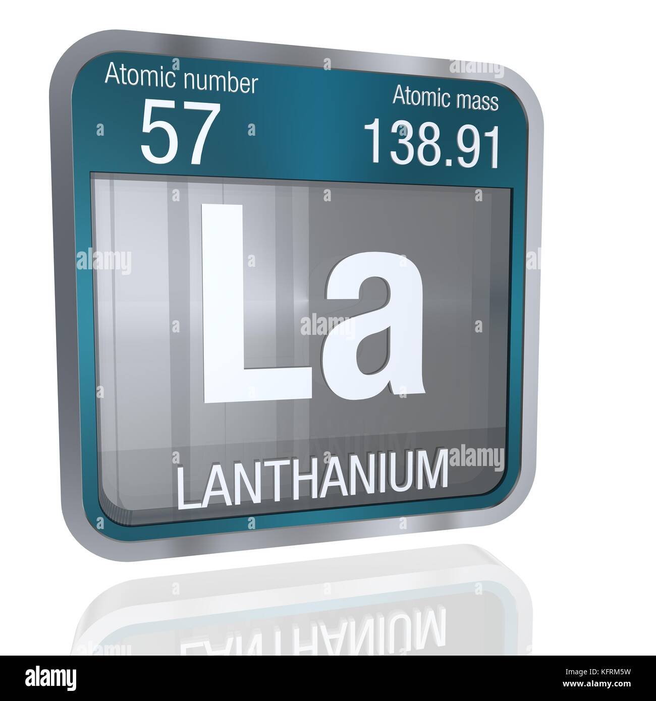 Lanthanium symbol in square shape with metallic border and transparent ...