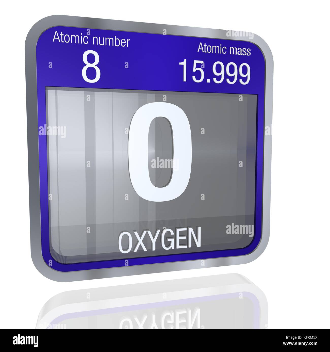 Oxygen symbol in square shape with metallic border and transparent ...