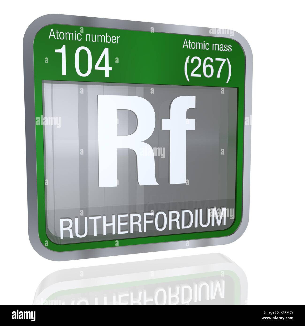 Rutherfordium symbol in square shape with metallic border and ...