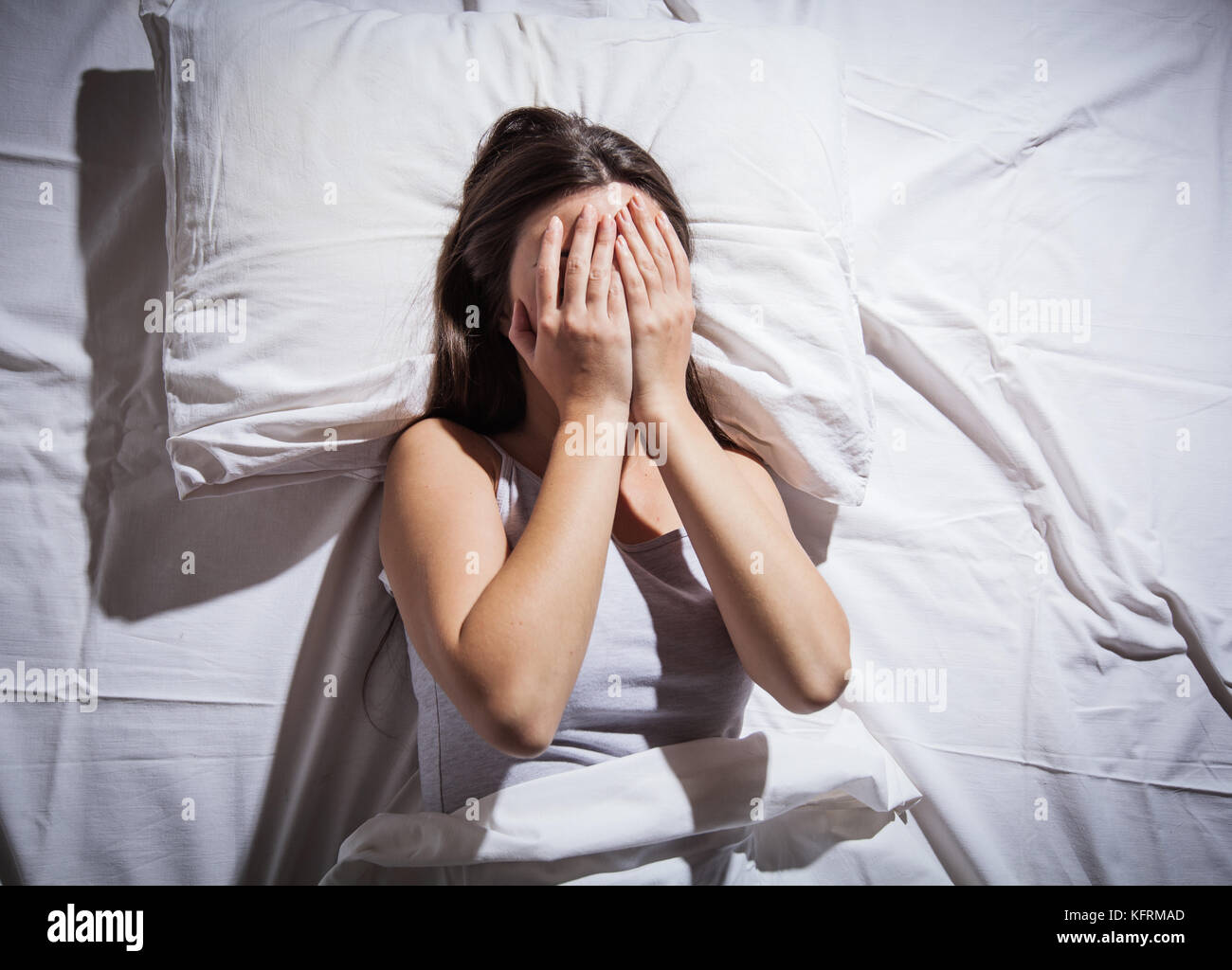 Insomnia, depression, sleepless, sleep disorder, depressed woman cover ...