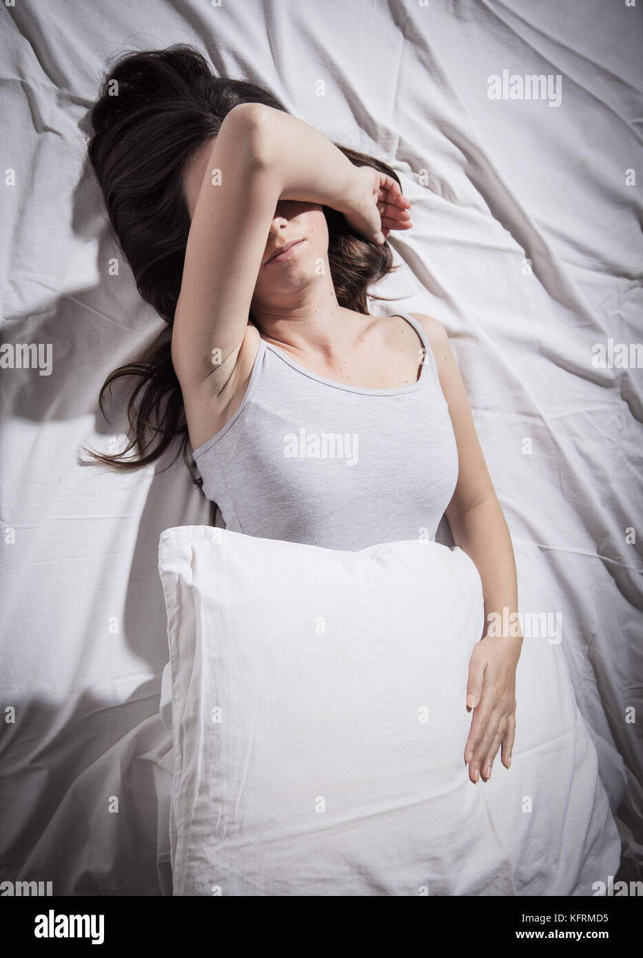 Depressed woman cover her face, Insomnia, depression, sleepless, sleep ...