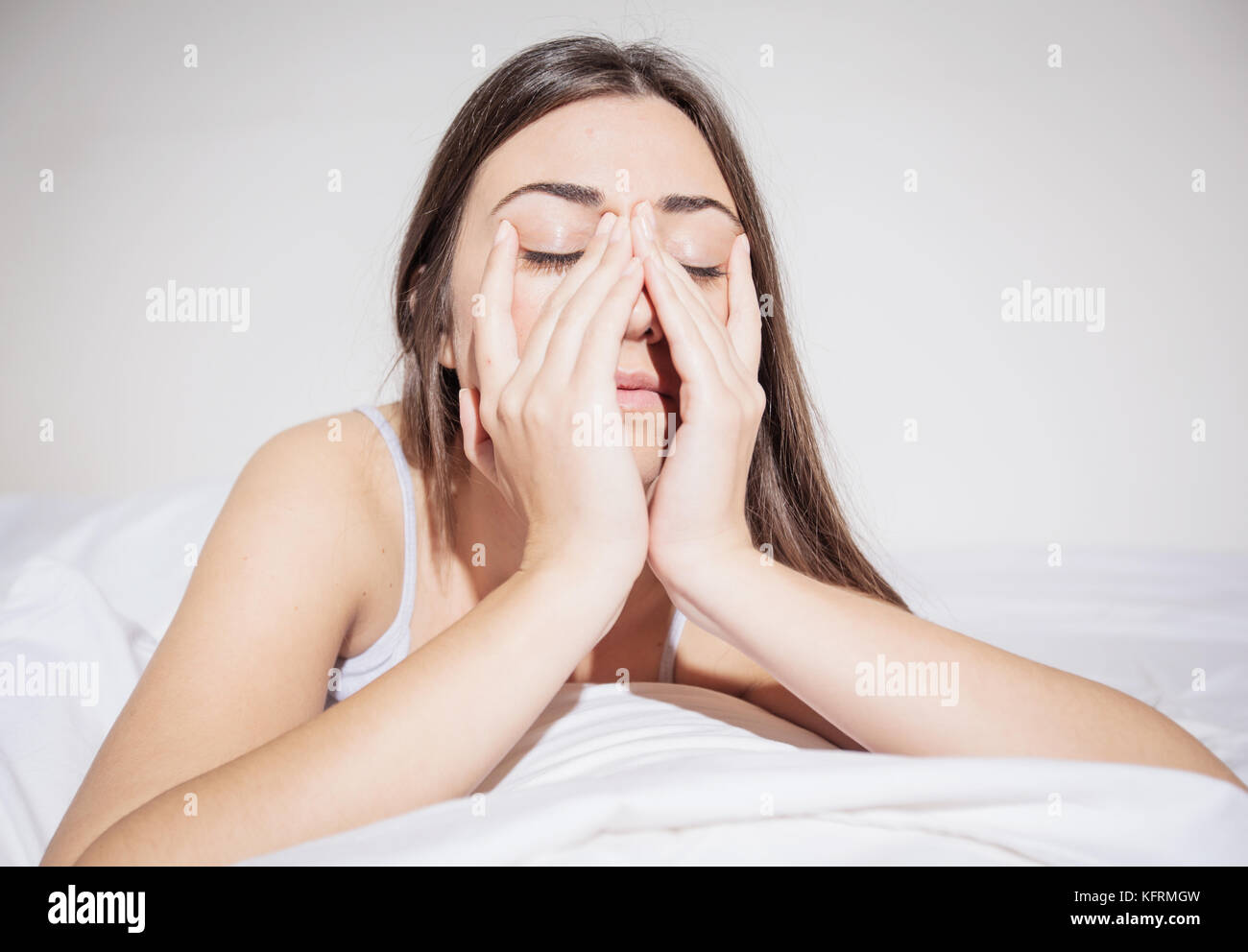Insomnia, depression, sleepless, sleep disorder, depressed woman cover ...