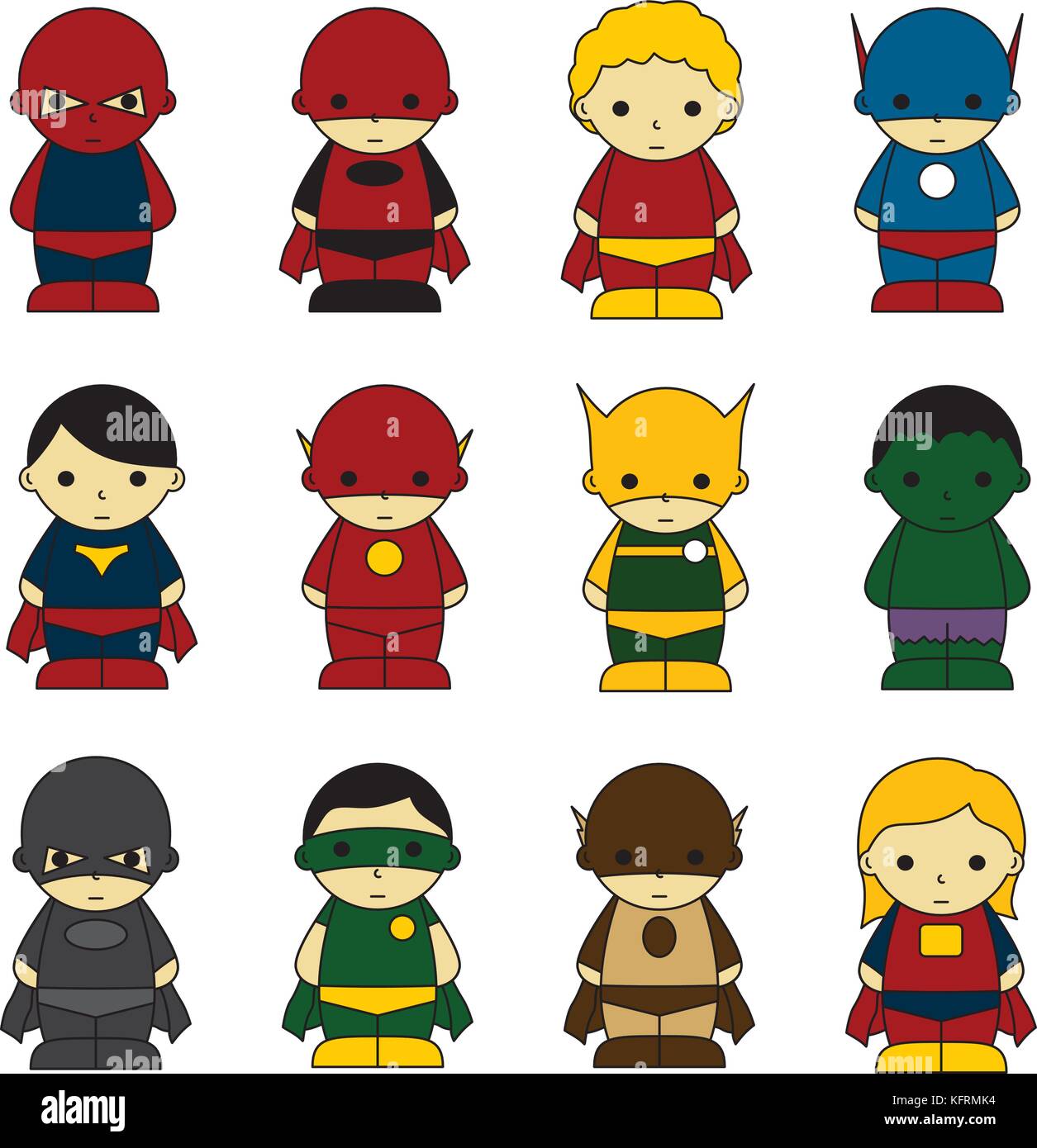 editable little hero cartoon vector graphic art design illustration ...