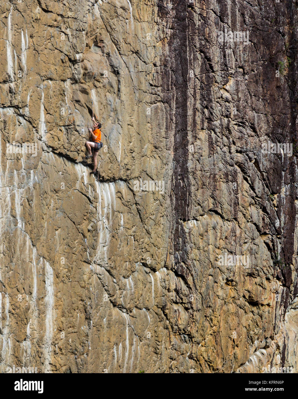 James Field-Mitchell climbing Fuel, a challenging route in the Darran ...